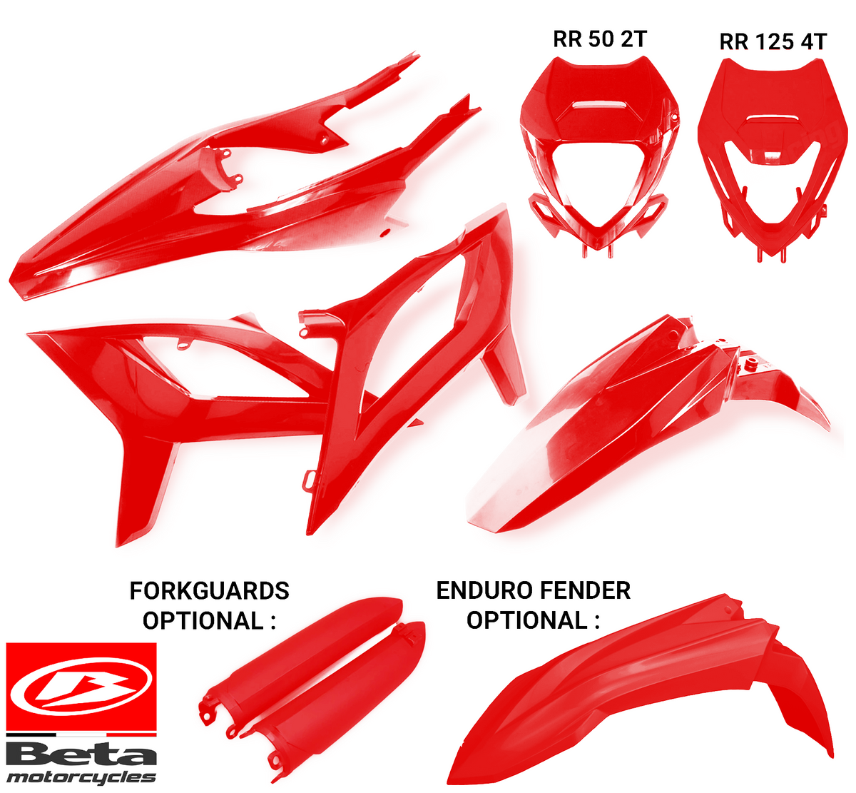 Beta RR 50 - 125LC - 125 4T 2021-2025 Full Plastic Kit